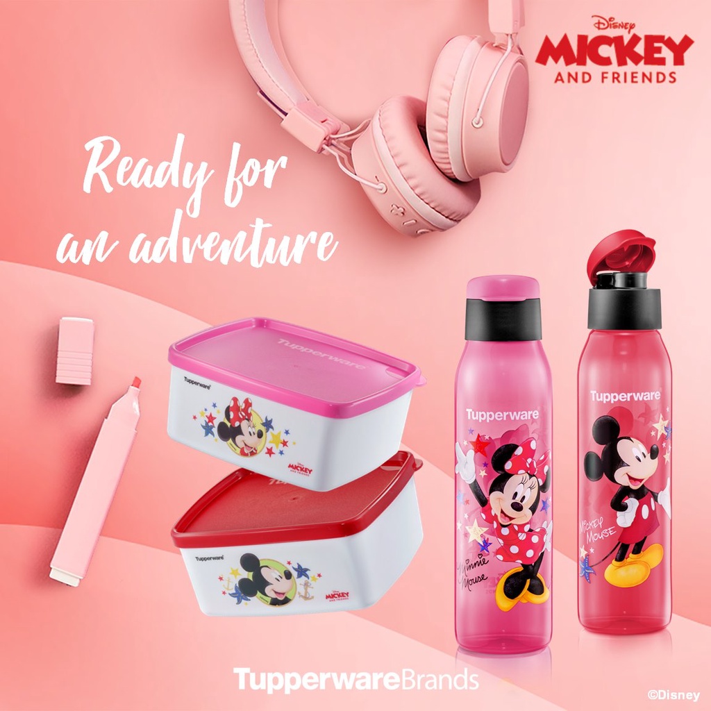 Tupperware Mickey & Mini Mouse Eco Bottle 500ml with Snack Box 400ml ...