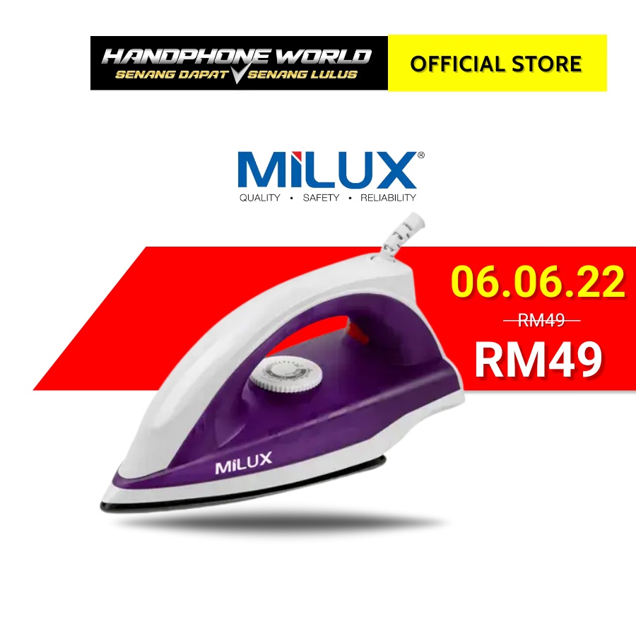 Milux Dry Iron MDI-1300 | Max 1200W | Non Stick Iron | Dry Iron | 24CM ...