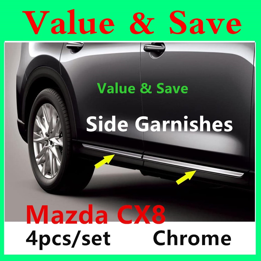 Mazda CX8 CX-8 Side Strip Door Molding Cover Trim Protector Chrome Side ...