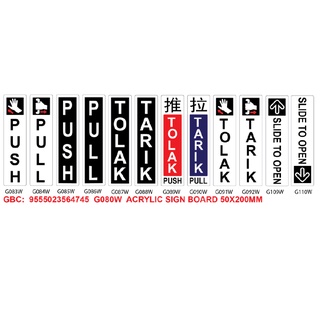 PUSH, PULL, TOLAK, TARIK, SLIDE TO OPEN LEFT OR RIHGT ACRYLIC DOOR SIGN ...