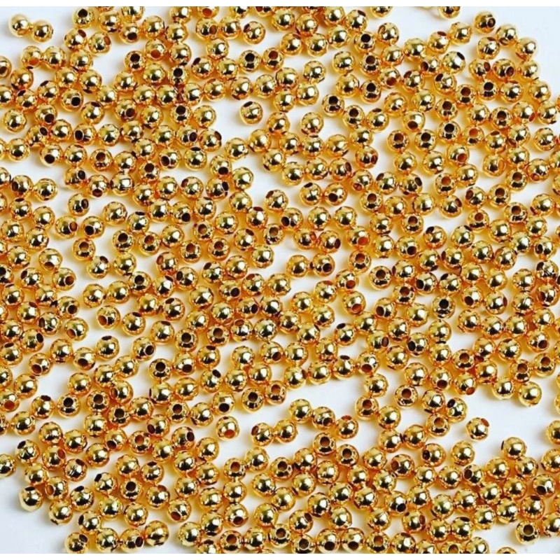 (Ready Stock) 2.4mm 3.2mm 4mm 5mm 6mm Gold Beads Craft DIY Jewellery ...