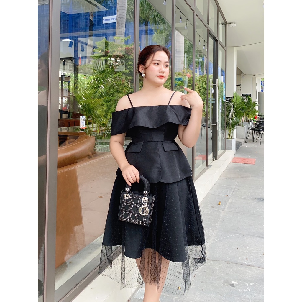 Party Dress, Bigsize Flat Shoulder Dress 2 Mesh Straps High Quality ...