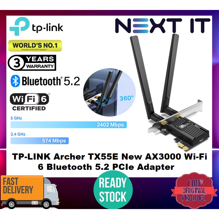 [READY STOCK] TP-LINK ARCHER TX55E AX3000 WIFI 6 BLUETOOTH 5.2 DUAL ...