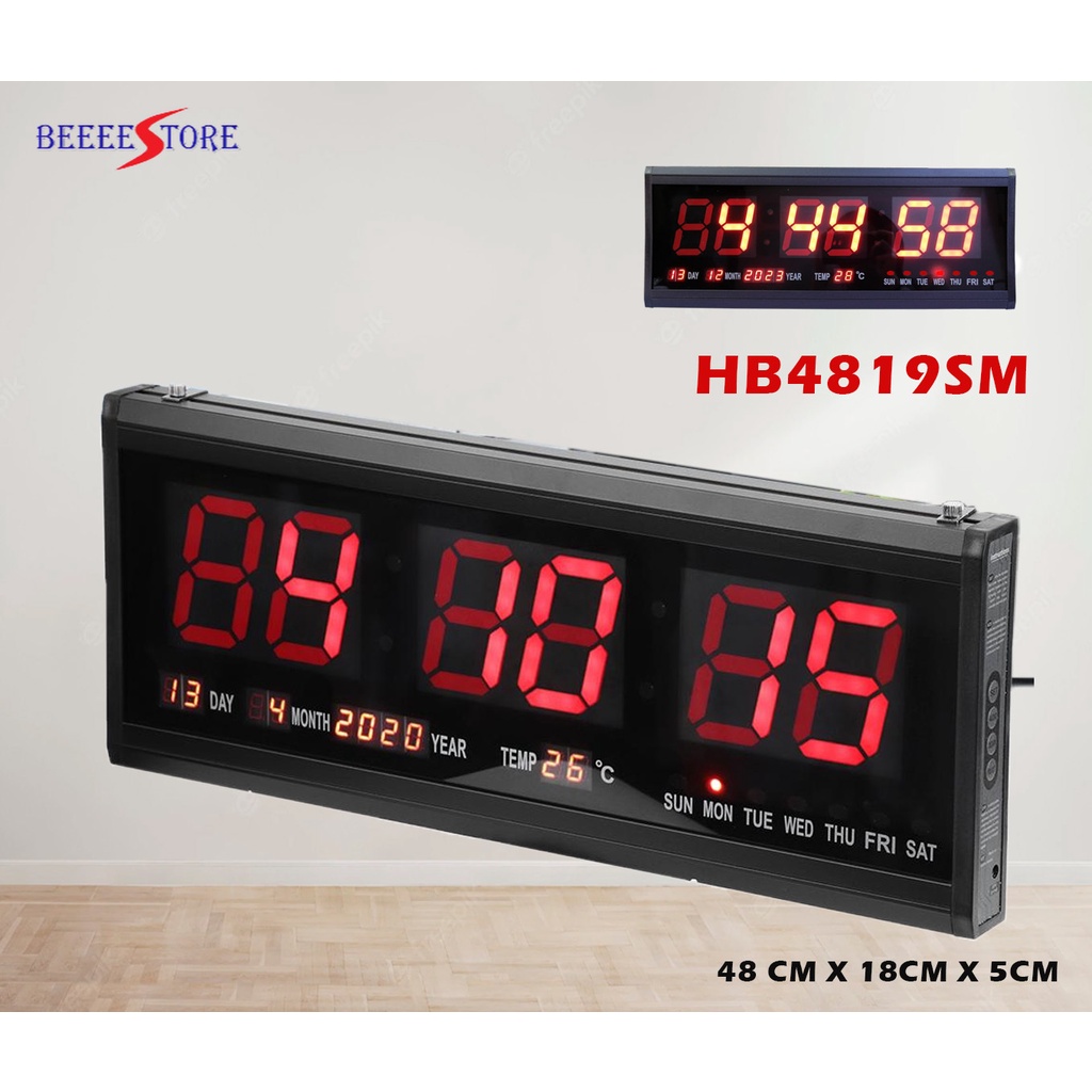 Large Modern LED Digital Wall Clock Digital LED Clock Date Temperature ...