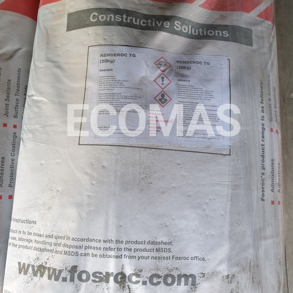 FOSROC RENDEROC TG (20KG) Single component medium-weight concrete and ...