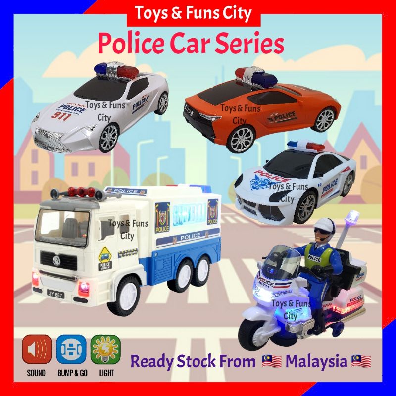 🚔 Police Toys Car 🚔Speed War Riding Flashing 🚓 Light💡& Sound 📢 🚔警察玩具车🚔具有声音📢和灯光💡,自动转弯 | Shopee ...