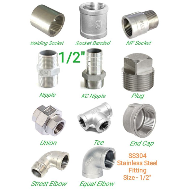 1/2" SUS304 Stainless Steel Pipe Fitting Socket Welding Socket MF Socket Nipple Kc Nipple Plug ...