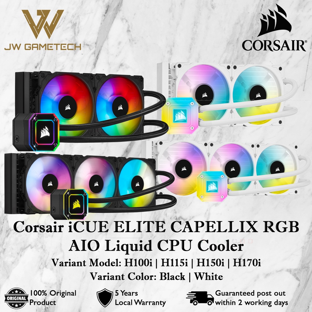 Corsair iCUE H100i H115i H150i H170i ELITE CAPELLIX RGB AIO Liquid CPU ...