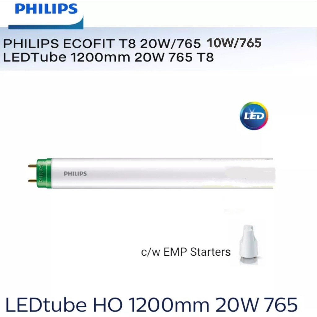 PHILIPS ECOFIT T8 20W/765, 10W/765 LED TUBE c/w EMP starter | Shopee Malaysia