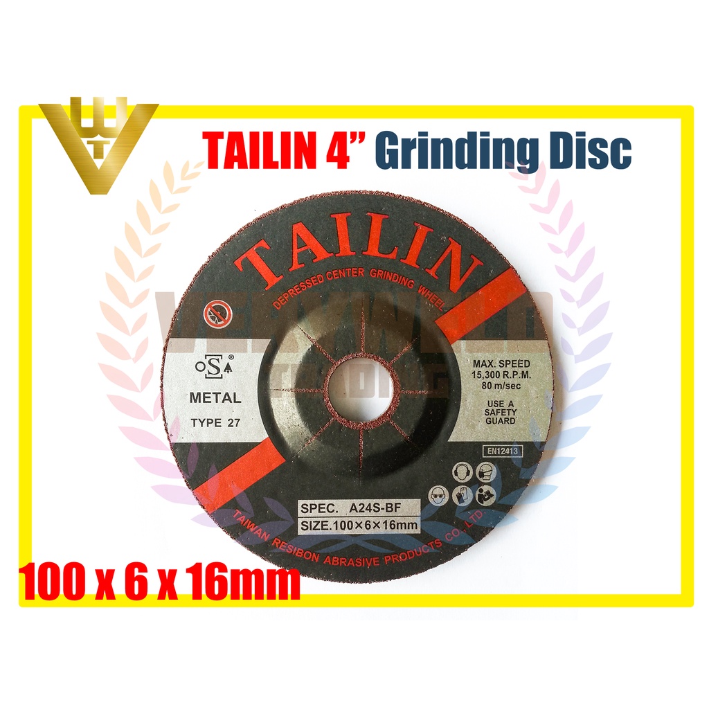 VERYWELD Tailin Grinding Disc Mata Canai 4" x 6 x 16mm x 1pc | Shopee ...