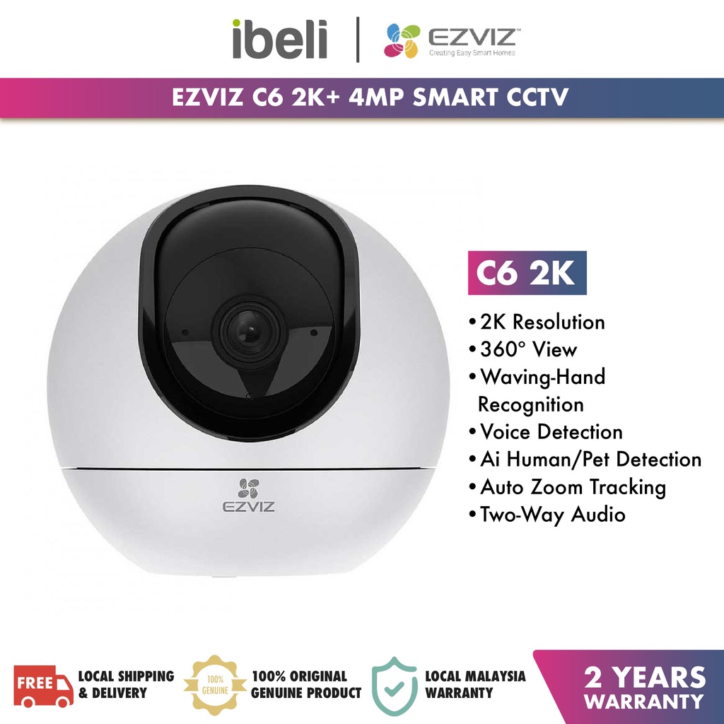 EZVIZ C6 2K+ 4MP Human & Pet Detection Zoom Tracking Dual Band WiFi Voice Detection Waving-Hand ...