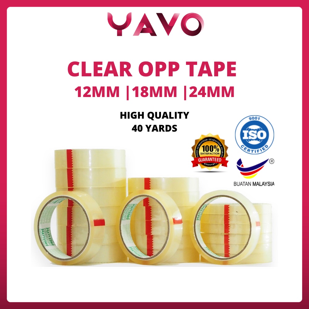 YAVO OPP Tape / 12mm / 18mm / 24mm / Transparent Tape Packaging OPP ...