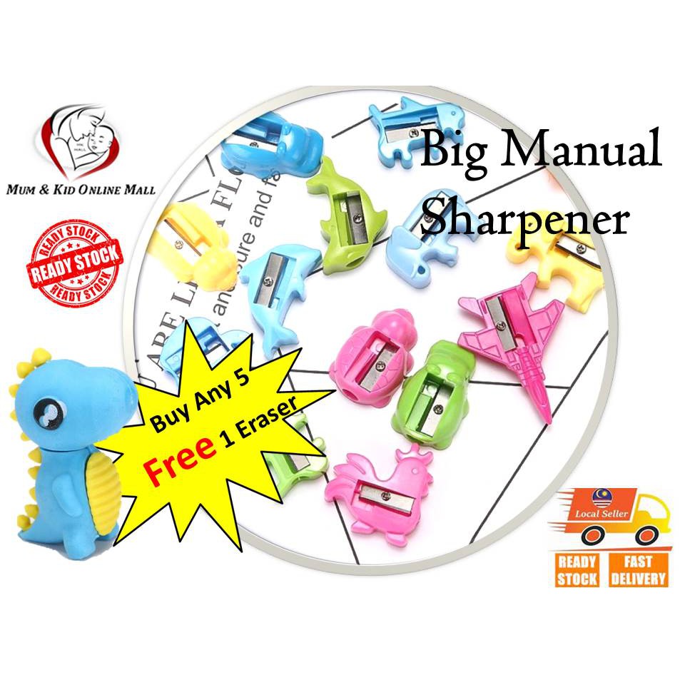 (5 Pcs/bag- FREE ERASER) Pencil Sharperner big size/Manual sharperner ...