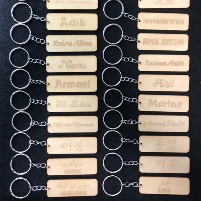 Wood Name Keychain)(Keychain Nama Ukiran Kayu (CUSTOM MADE) (MC001 ...