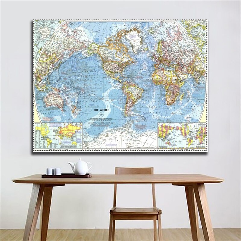 59*42cm Map Of The World Poster Non-woven Globe World Map Wall Decor ...
