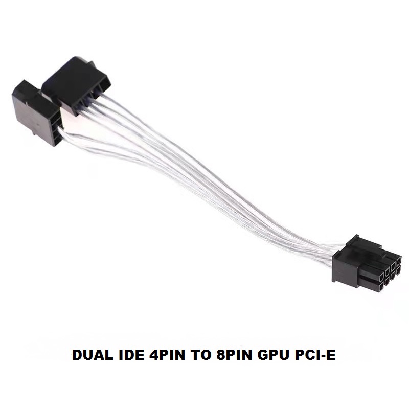 DESKTOP TRANSPARENT SILVER-PLATED GPU DUAL IDE 4PIN TO 8PIN EXTENSION ...