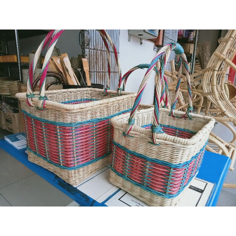 Bakul rotan tangkai kuat Rattan basket Bakul bayi Bakul pasar | Shopee ...