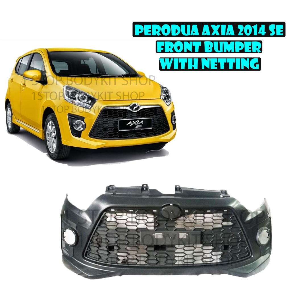 PERODUA AXIA 2014 SE FRONT BUMPER WITH NETTING (PP PLASTIK) SKIRT LIP ...