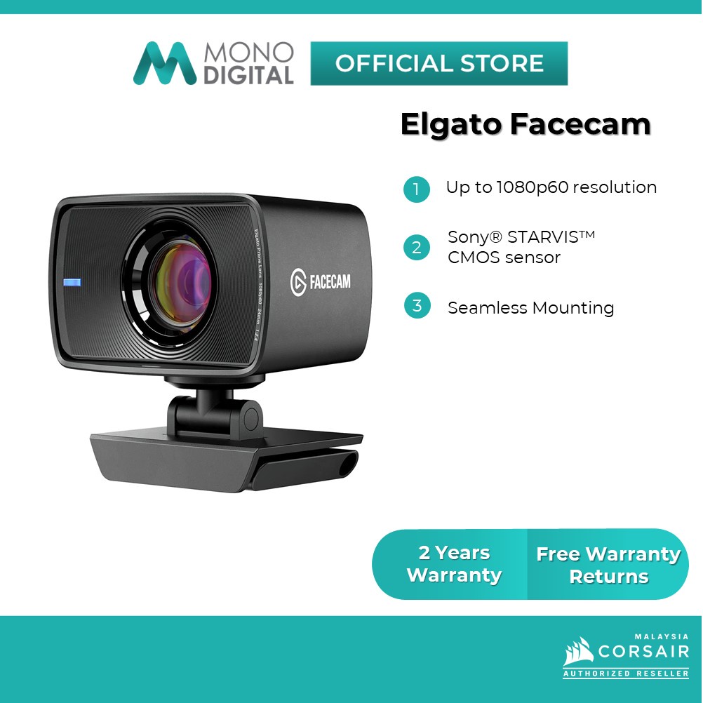 Corsair Elgato Facecam Premium 1080p60 USB Webcam with Elgato Prime ...