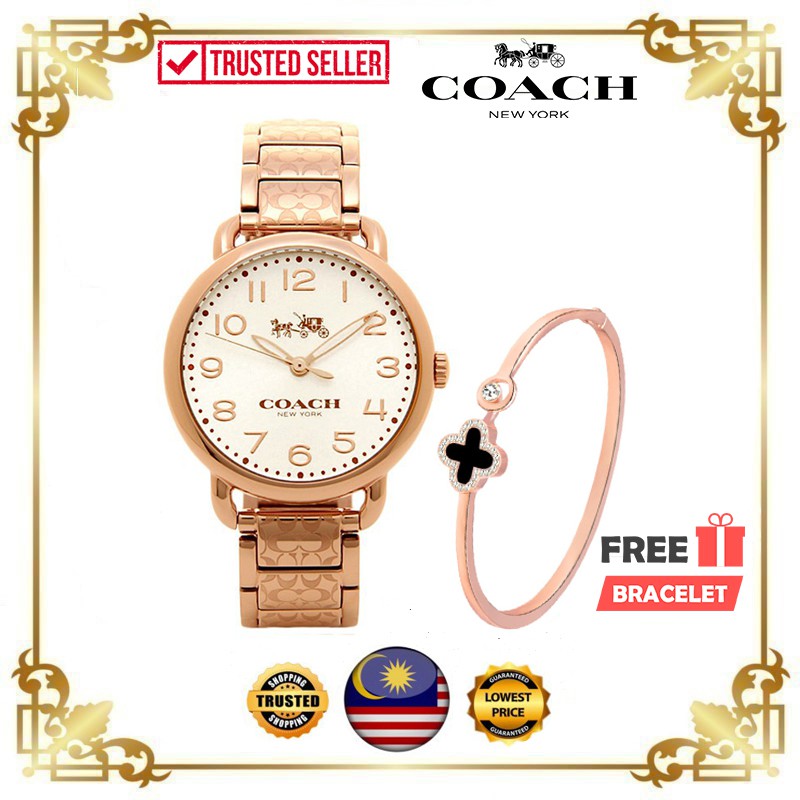 [Authentic] Coach Delancey Silver Dial Rose Gold-tone Ladies Watch ...