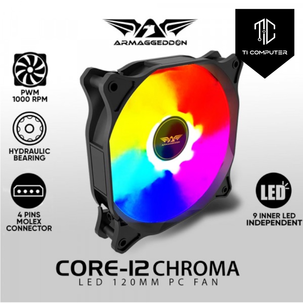 Armaggeddon Core-12 Chroma LED 120mm Gaming PC Cooler Fan | Shopee Malaysia