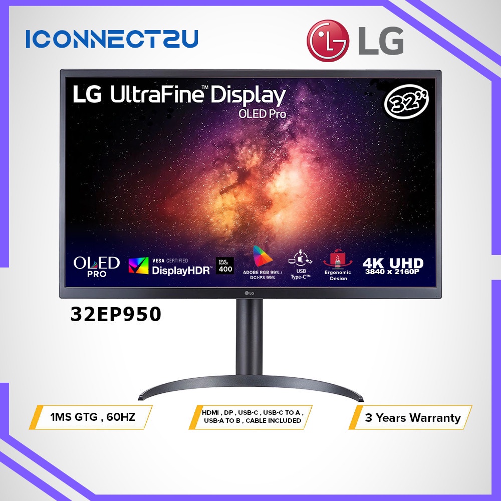 LG 32" 32EP950 4K OLED UHD HDR10 DCI-P3 60Hz 1ms USB-C Ergonomic ...