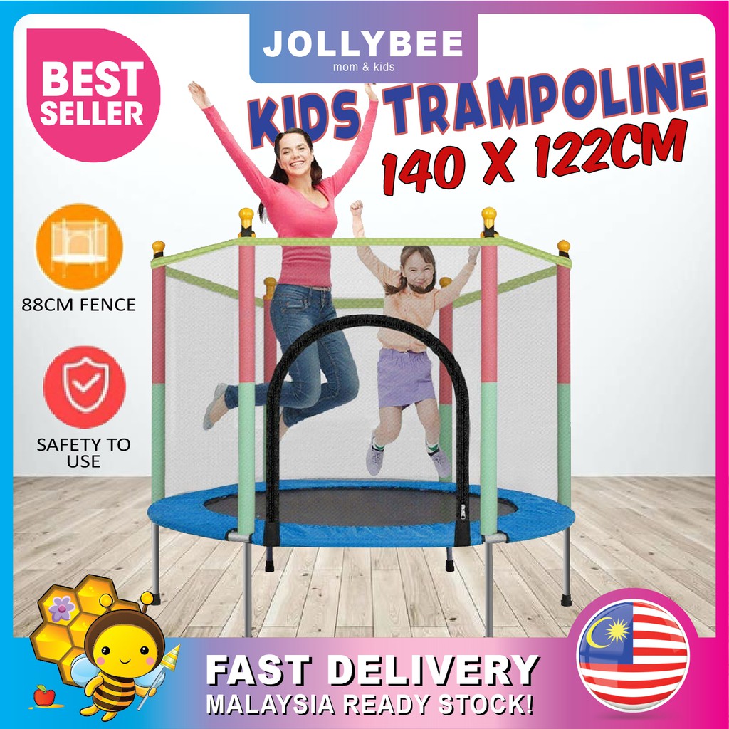 (HOT SALES) Jollybee 55 Inch Kids Trampoline Jumper Indoor Outdoor ...