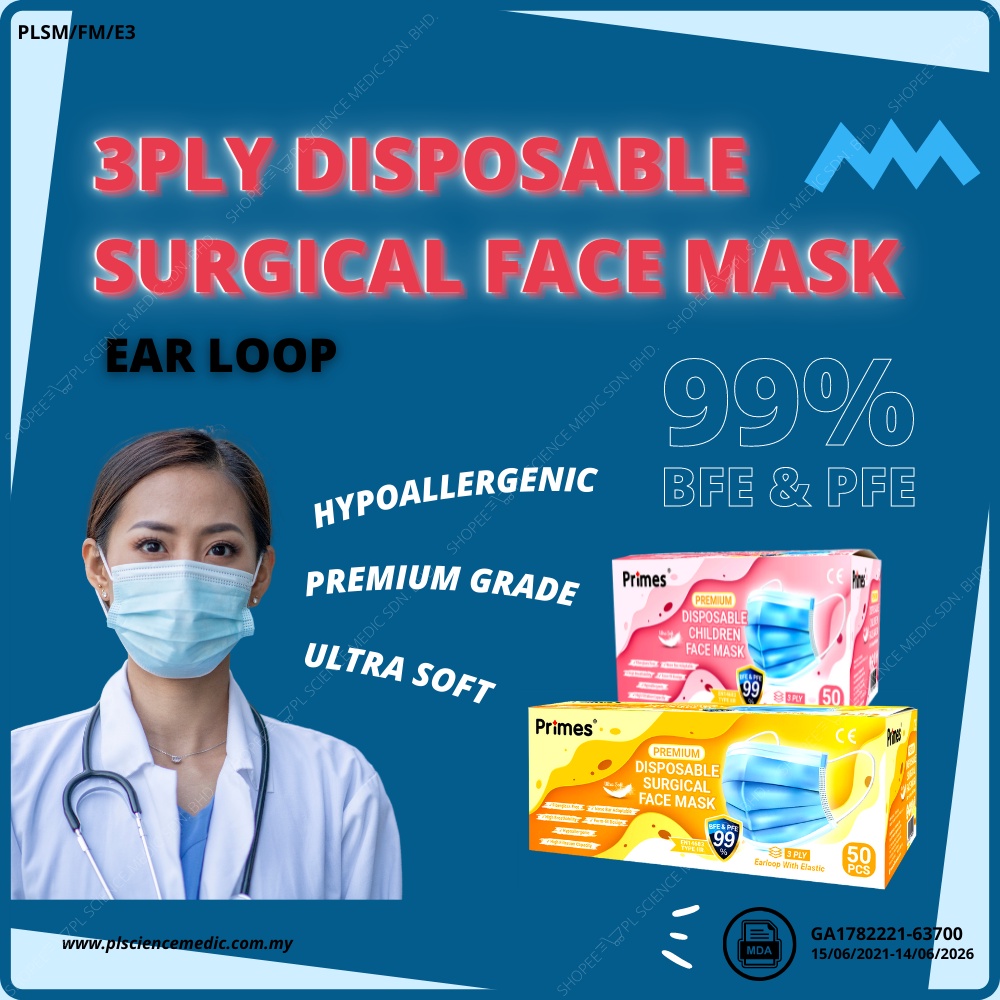 [READY STOCK] BFE & PFE 99% Primes Disposable Surgical Face Mask ...