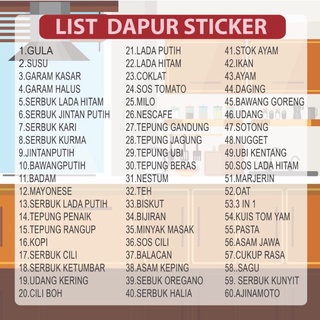 Kitchen Sticker /Gula Garam Sticker /Dapur Waterproof Lable Sticker ...