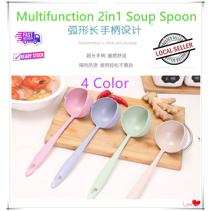 MultiFunction 2in1 Kitchen long handle soup spoon Sudu Sup 2 dalam 1 ...