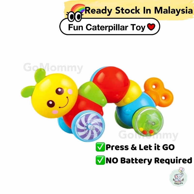 Baby Caterpillar Toy Push Toy Mainan Bayi mainan merangkak Fun Toy ...