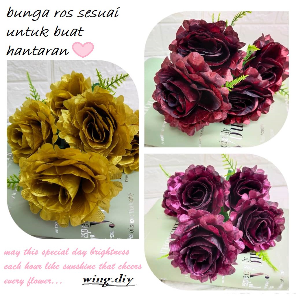 [READY STOCK] ARTIFICIAL 5 HEADS ROSE FLOWER/ HIASAN BUNGA ROS UNTUK ...