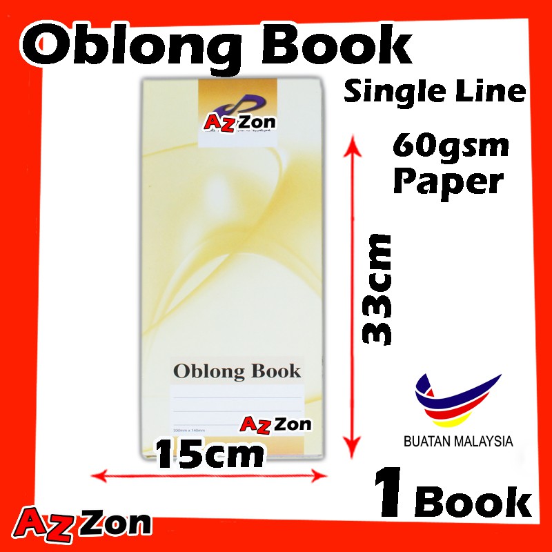 Oblong Book Long Single Line Book Panjang Hard Cover Buku Garis Satu ...