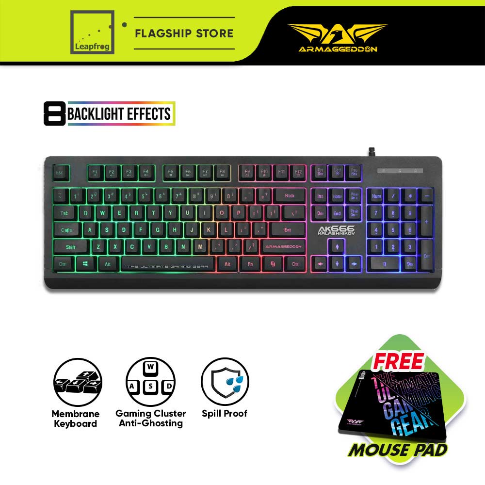 Armaggeddon AK666 Kalashnikov Spill Proof Backlit Membrane Gaming ...
