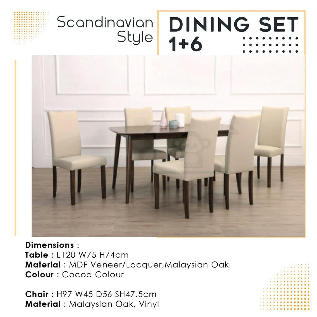 DINING SET 1.2M TABLE + 6 CHAIR/WOODEN DINING SET/SOLID WOOD DINING ...