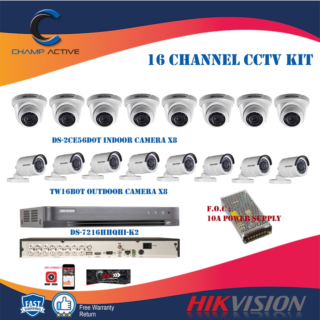 HIKVISION 16 CHANNEL DVR WITH 8X INDOOR CAMERAS & 8X OUTDOOR CAMERAS ...
