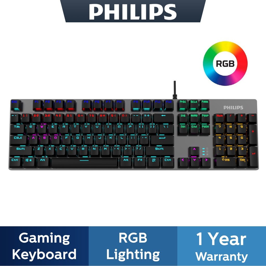 Original philips spk8404 mechanical gaming keyboard usb wired with rgb lighting spk8404 keyboard ...