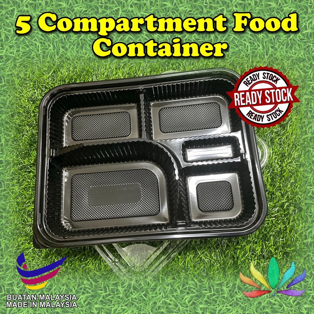 5 Compartment PP Lunch Box with Lid Disposable Plastic Food Box ...