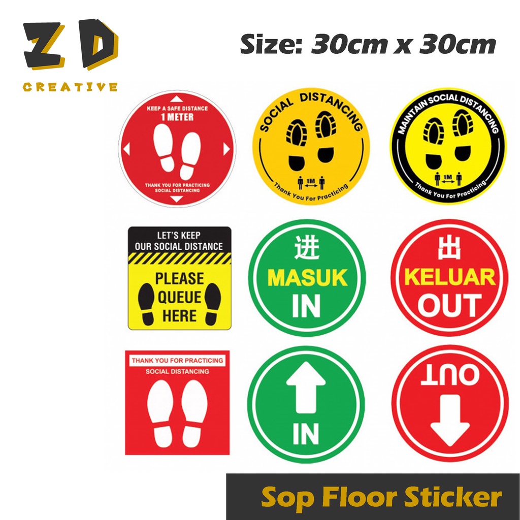 Sop Floor Decal Sticker / Social Distance Floor Sticker 30cm x 30cm ...