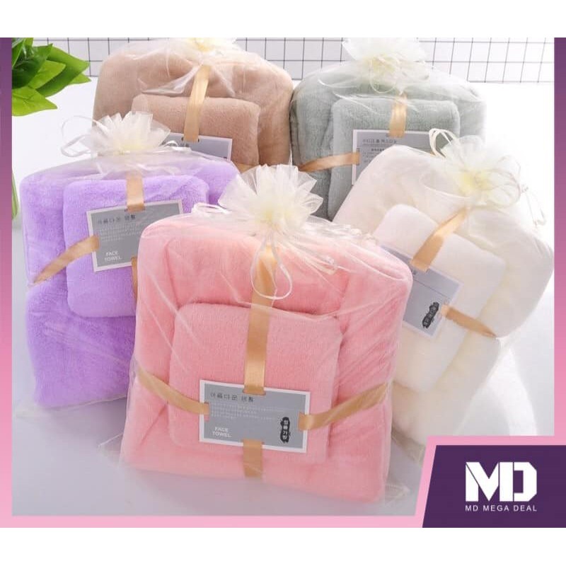 2 in 1 Microfiber Tuala Mandi + Tuala Muka Bersulam Nama | Shopee Malaysia