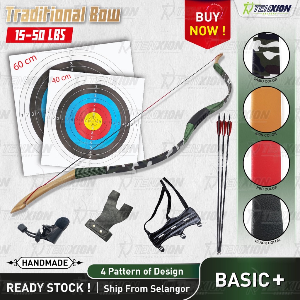TenXion Archery Traditional Bow Busur Tradisional Anak Panah Memanah ...