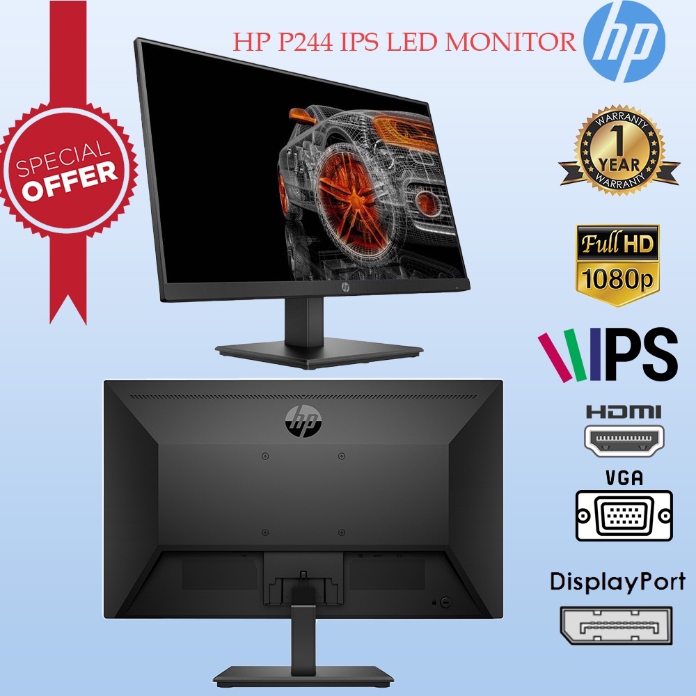 HP P244 23.8 Inch LED Monitor Full HD IPS Panel VGA HDMI DP(READY STOCK)(NEW) | Shopee Malaysia