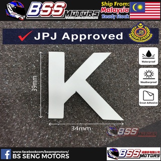 (JPJ Approved) Number Plate Sticker Motorcycle White A-Z / 0-9 Sticker ...