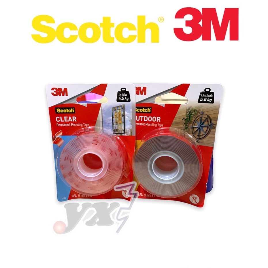 3M Scotch Outdoor/Clear Permanent Mounting Multipurpose Weather Resistant Double-sided Acrylic ...