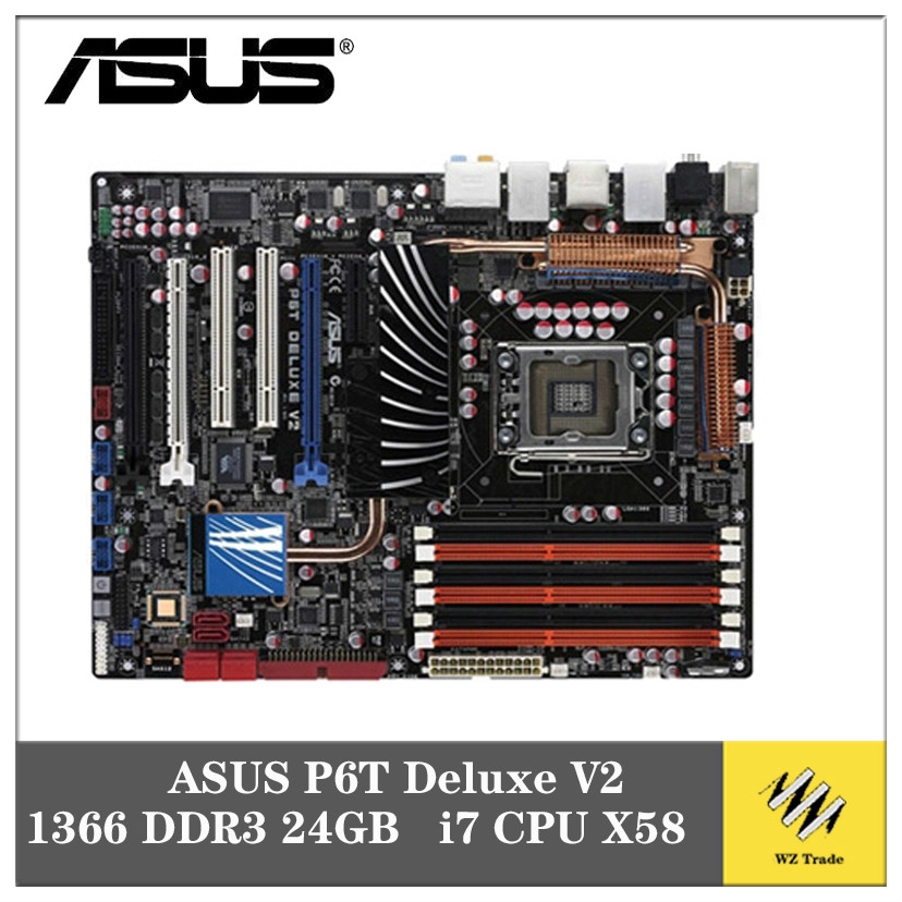 ASUS P6T Deluxe V2 motherboard LGA 1366 DDR3 24GB USB2.0 Core i7 CPU ...