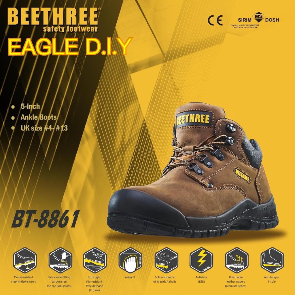 BT-8861 BEETHREE 5 inches ANKLE BOOTS SAFETY SHOES | Shopee Malaysia