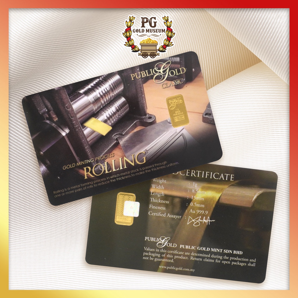 Public Gold Bullion Bar PG 1g (Au 999.9) 24K - Gold Rolling | Shopee ...
