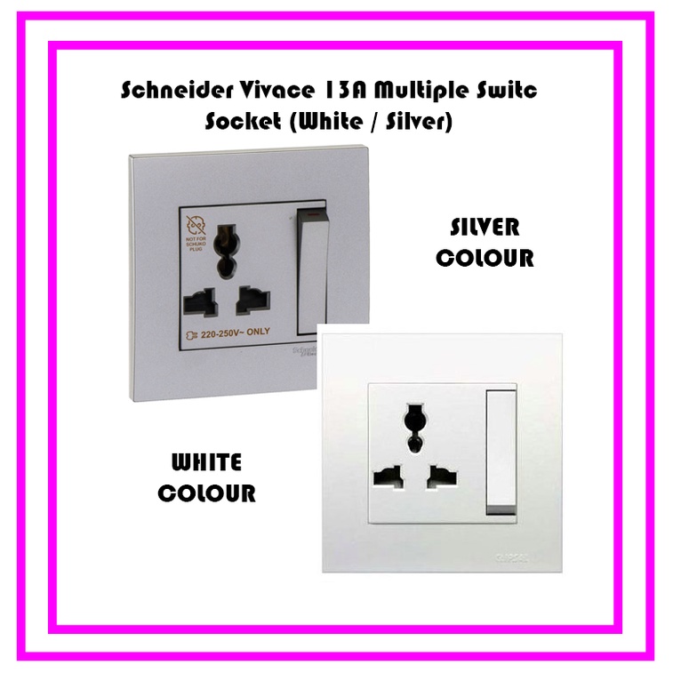 SCHNEIDER VIVACE SERIES KB113LS 13A UNIVERSAL MULTI SWITCH SOCKET ...