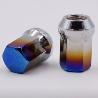 (20pcs) TIRE NUT Burnt Titanium blue Sport Rim Stainless Steel Hyper ...