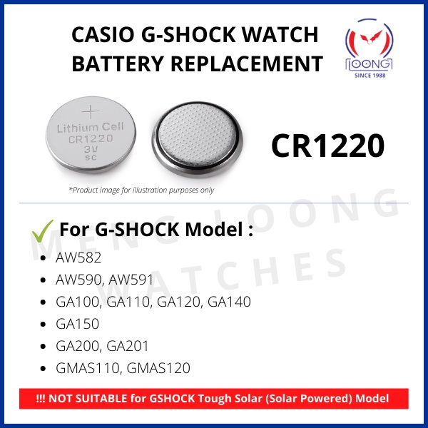 CR1220 Lithium Battery 3V (1PCS) CASIO G SHOCK REPLACEMENT BATTERY ...